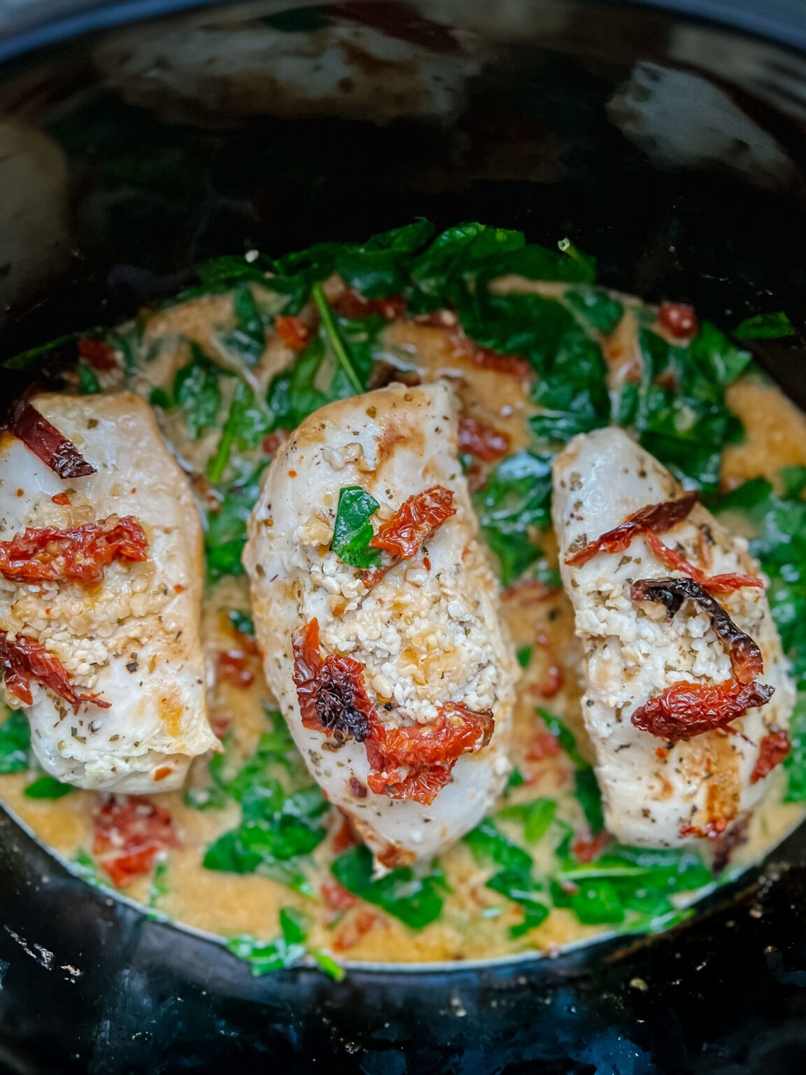 Healthier Crock Pot Tuscan Chicken (Dairy-Free, Gluten-Free)