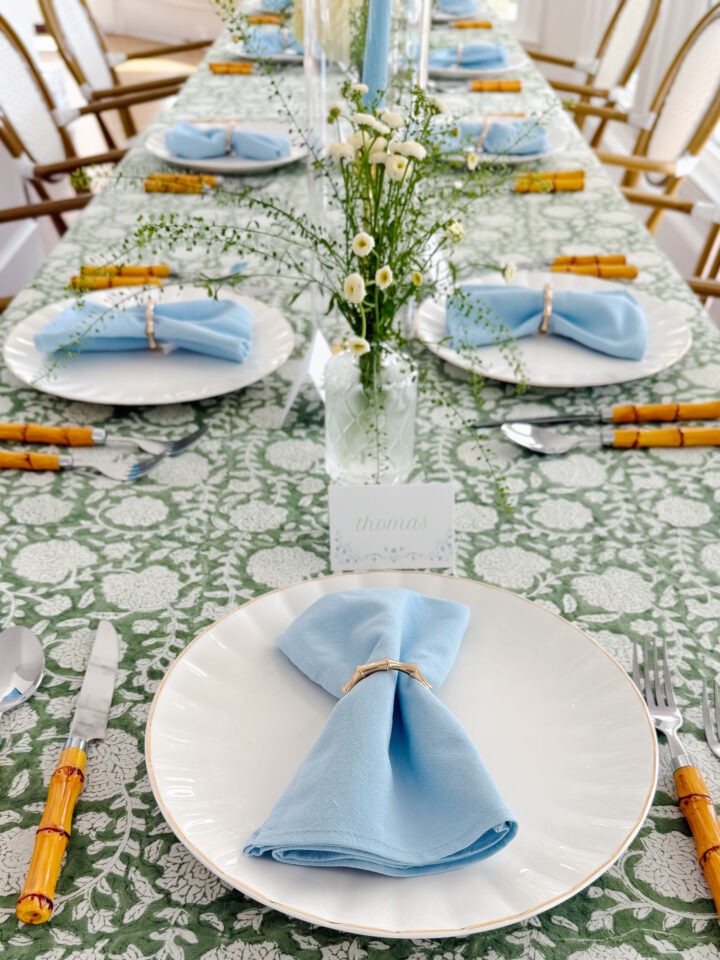 Green & Blue Thanksgiving Tablescape
