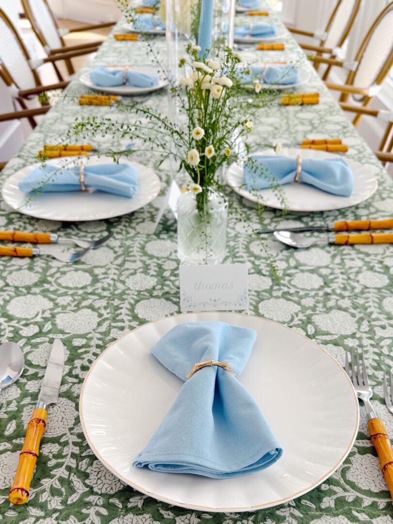 Green & Blue Thanksgiving Tablescape